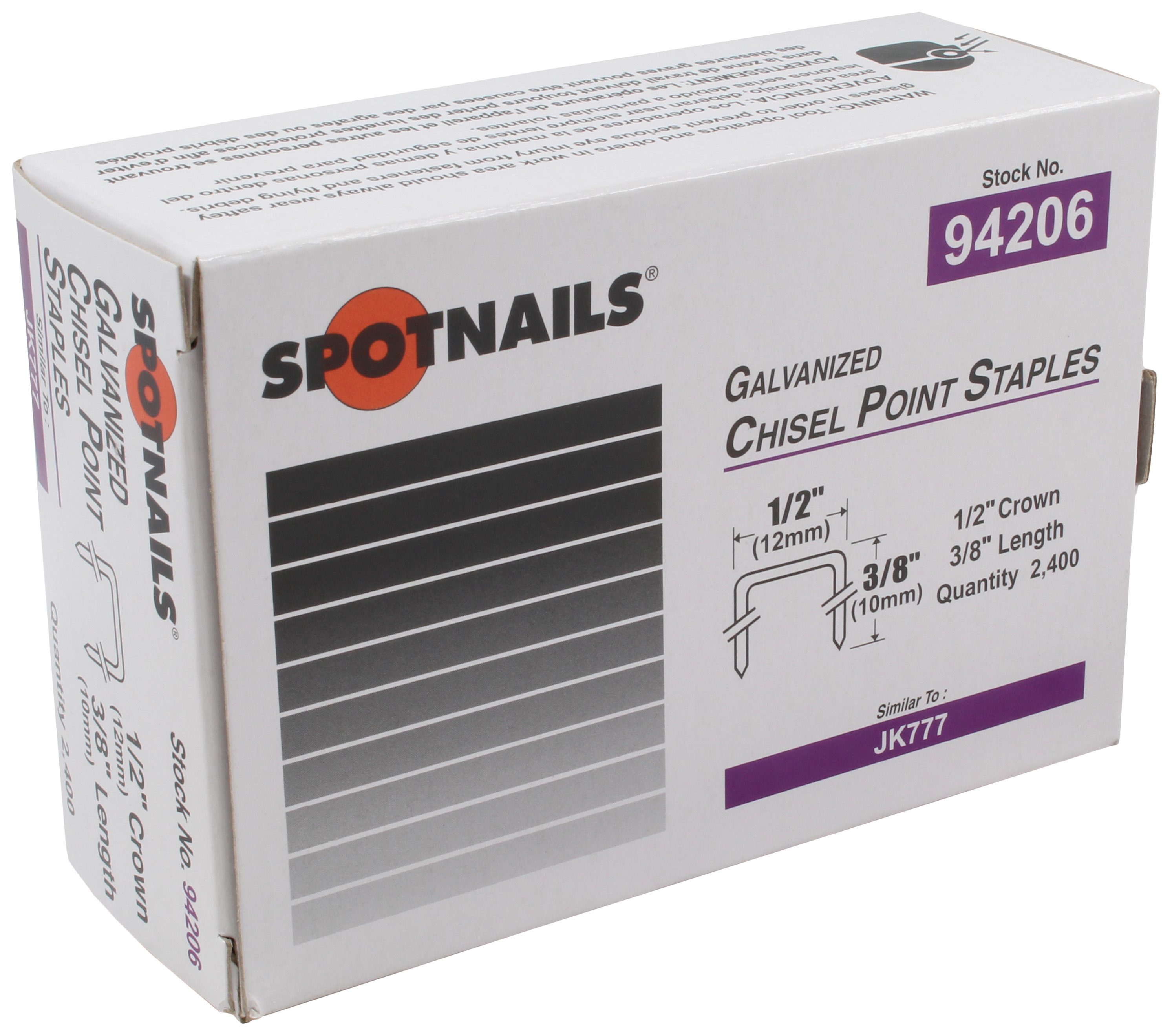 777/10 1/2″ Crown x 3/8" Leg Fine Wire Staples (2,400/bx) | Star ...