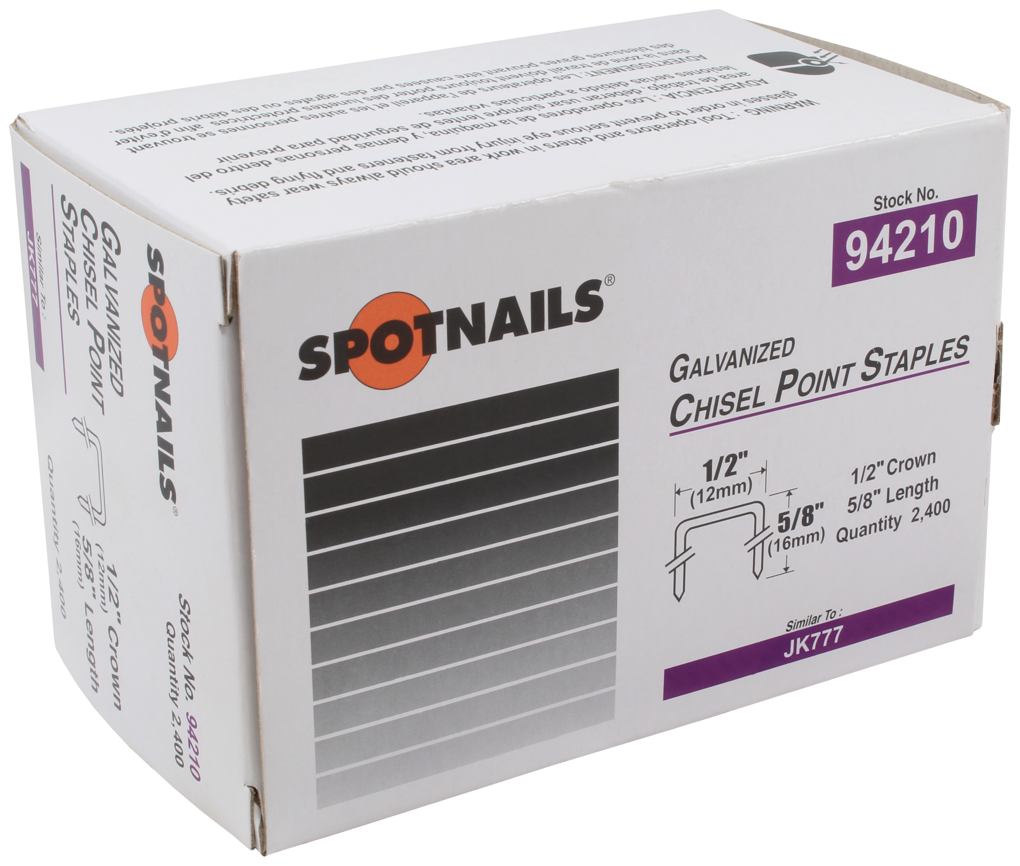 777/16 1/2″ Crown x 5/8" Leg Fine Wire Staples (2,400/bx) | Star ...